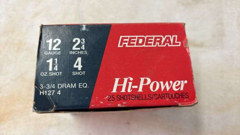 25-CT. FEDERAL HI-POWER 12 GAUGE SHOT GUN SHELLS - Isabell Auction