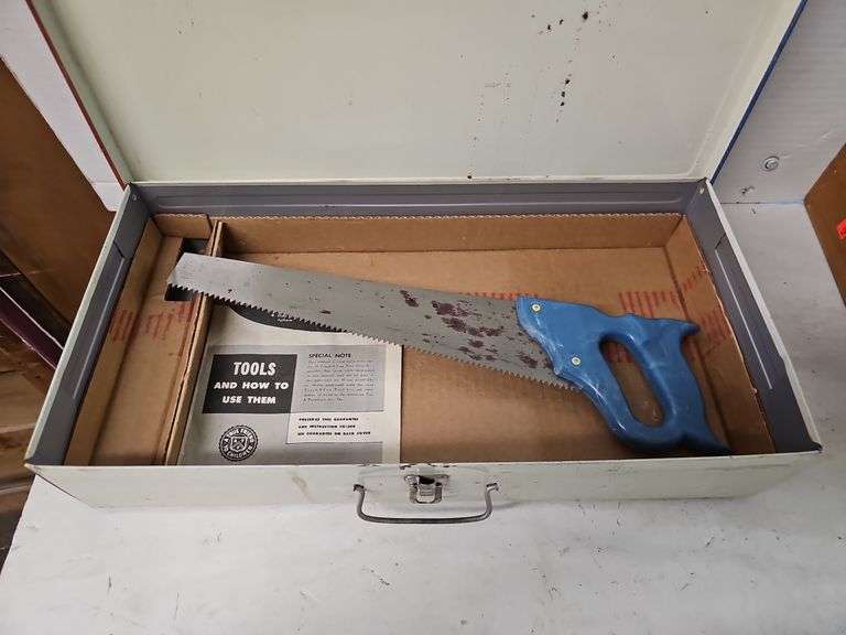 METAL AMERICAN TOOL CHEST W/ SAW & HANDY ANDY TOOLBOX WITH TOOLS ...