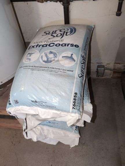 (G) (5) 50-LB. BAGS SURE SOFT 100% NATURAL EXTRA COARSE SOFTENER SALT ...