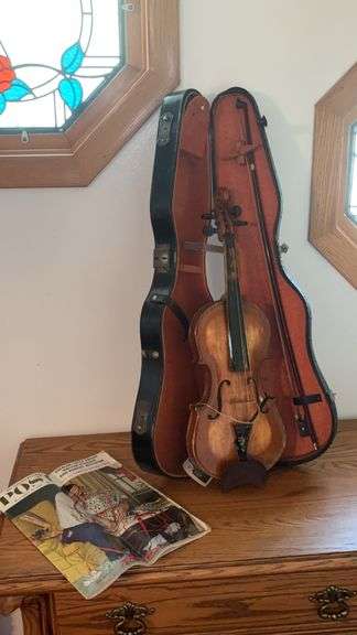 (UP) VINTAGE HOPF VIOLIN WITH BOW AND CASE, 1959 POST MAGAZINE ...