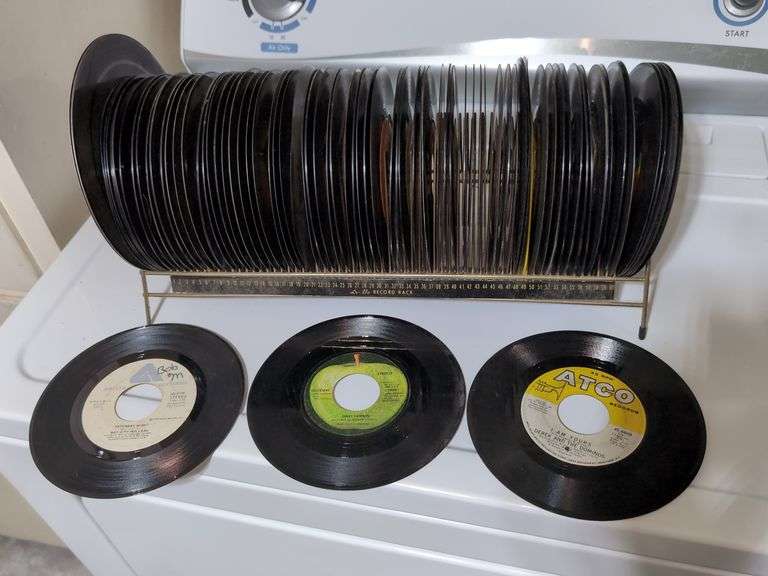 (BASE) VINTAGE LE-BO RECORD RACK WITH ASST'D 45-RPM RECORDS - Isabell ...