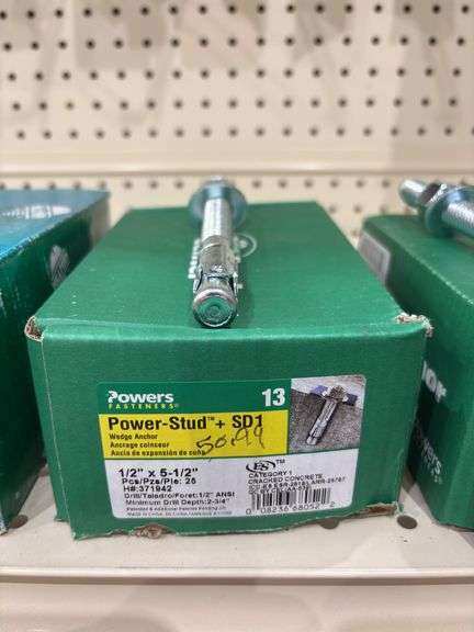 25 CT. BOX 1/2” X 5-1/2” POWER-STUD + SD1 WEDGE ANCHOR - Isabell Auction