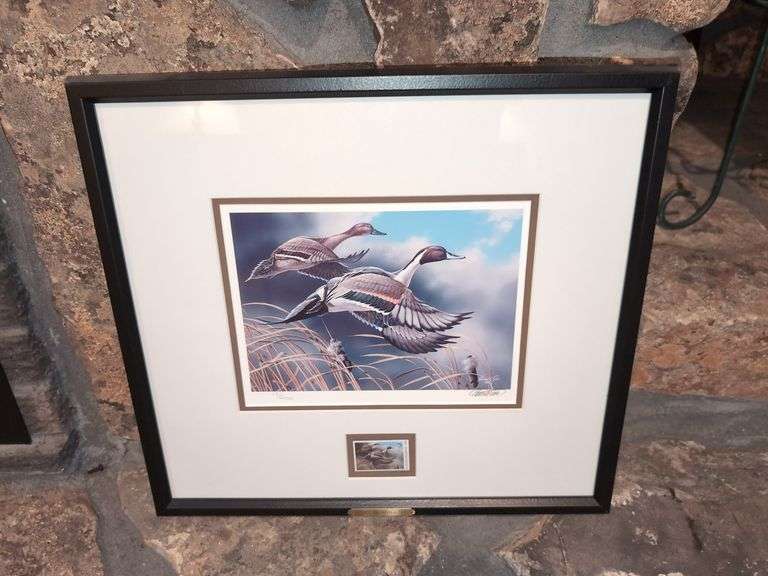 Den 1999 Ducks Unlimited Signed And Numbered Print Stamp In Frame 16