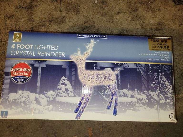 (G) 4' LIGHTED CRYSTAL REINDEER HOLIDAY YARD DECOR - Isabell Auction