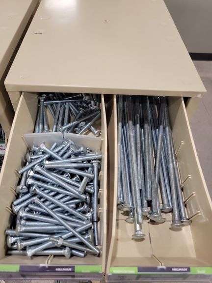 SIX DRAWER METAL HARDWARE ORGANIZER W/CONTENTS - Isabell Auction