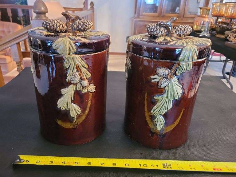 DR (2) CREATIVE CO-OP PINECONE, KITCHEN CANISTERS, 12"T - Isabell Auction