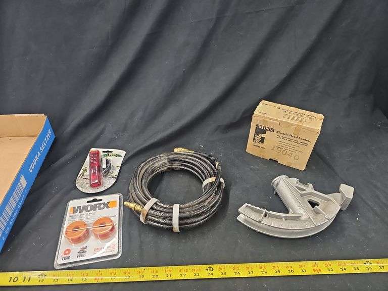 PROPANE HOSE, CONDUIT BENDER, LANTERN, RADIO, WEED EATER SPOOLS ...