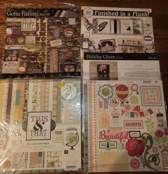 (O) ASSORTED SCRAPBOOKING CARDSTOCK, STICKERS, WEDDING, FISHING ...