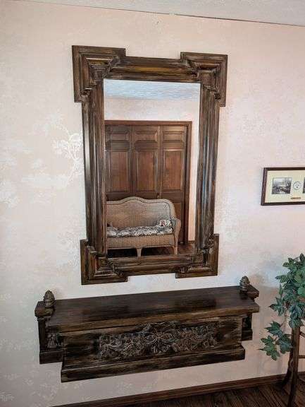 (E) FRENCH STYLE WALL MOUNT ENTRY/HALL CONSOLE/MIRROR SET (CONSOLE: 11 ...