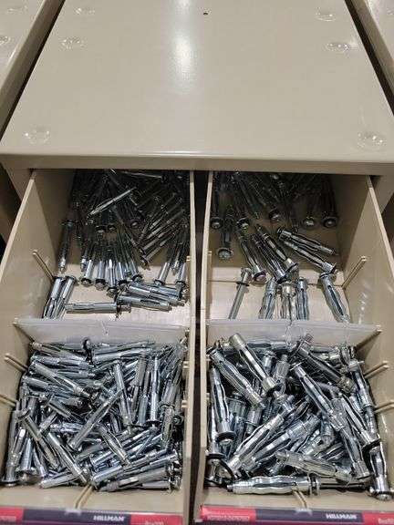 SIX DRAWER METAL HARDWARE ORGANIZER W/CONTENTS - Isabell Auction