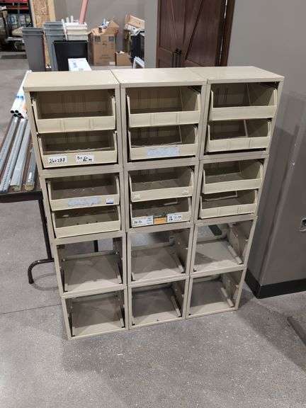 METAL HARDWARE BIN SECTION WITH (12) DRAWER BINS (11" X 38½" X 51" TALL ...