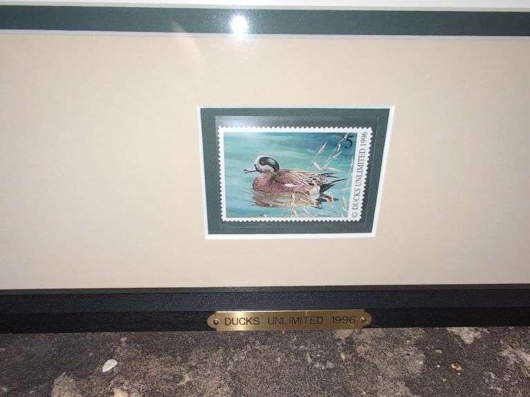 Den 1996 Ducks Unlimited Signed And Numbered Print Stamp In Frame 16