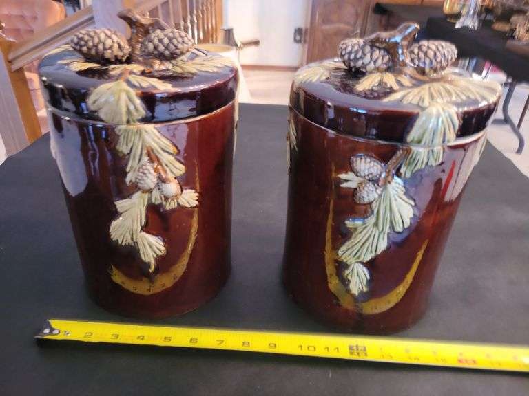 DR (2) CREATIVE CO-OP PINECONE, KITCHEN CANISTERS, 12"T - Isabell Auction