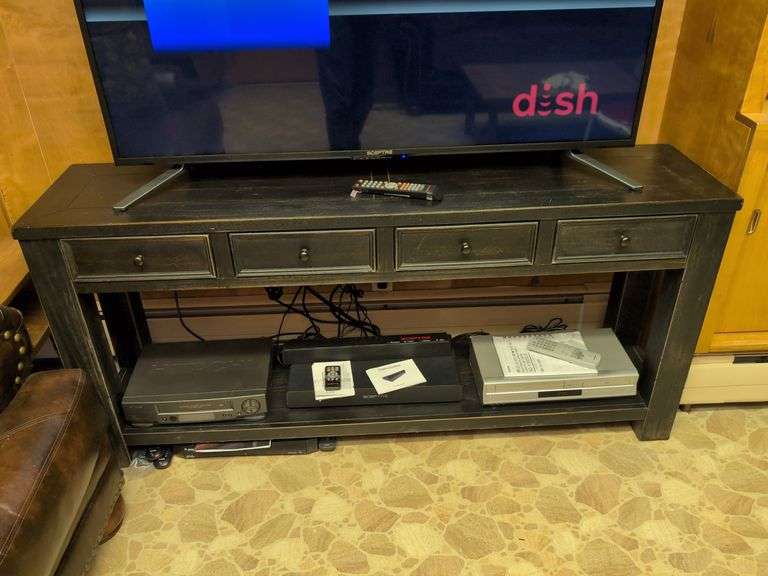 (FR) 4-DRAWER SOFA/TV TABLE (15" X 64" X 30" TALL) (CONTENTS NOT ...