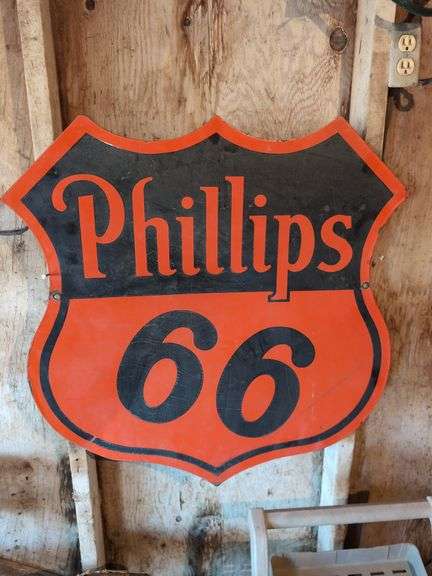 (BG) VINTAGE 30" X 30" PHILLIPS 66 DOUBLE SIDED PORCELAIN METAL SIGN ...