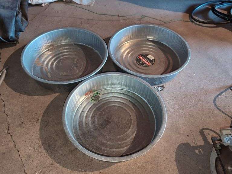 (BG) (3) GALVANIZED UTILITY PANS - Isabell Auction