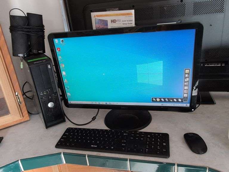 (UP) DELL OPTIPLEX 755 COMPUTER & 24" MONITOR WITH WINDOWS 10, SPEAKERS ...