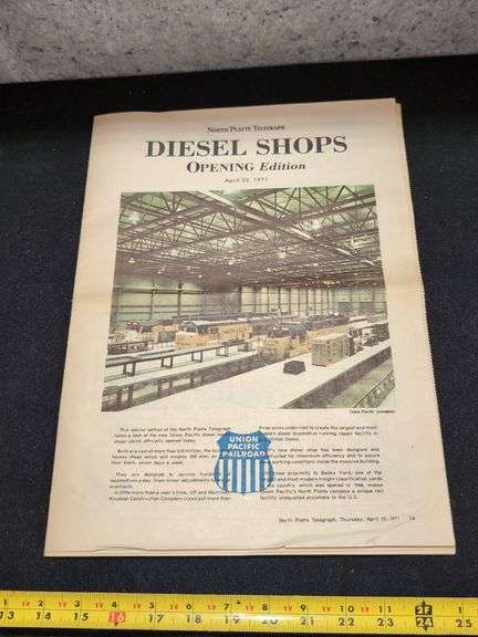 1971 NORTH PLATTE TELEGRAPH UNION PACIFIC RAILROAD DIESEL SHOP OPENING ...