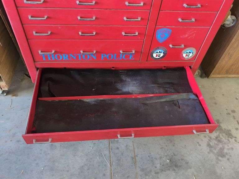 (S) MAC 16-DRAWER ROLL AROUND TOOL BOX WITH KEY & 3½" BENCH VISE ...