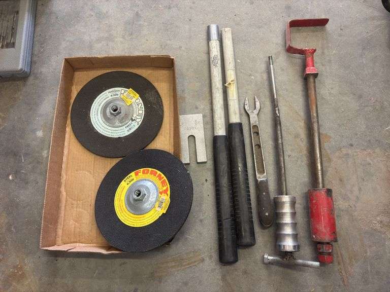 (S) GRINDING WHEELS, HANDLES, SLIDE PULLERS, VALVE SPRING LIFTER, ETC ...