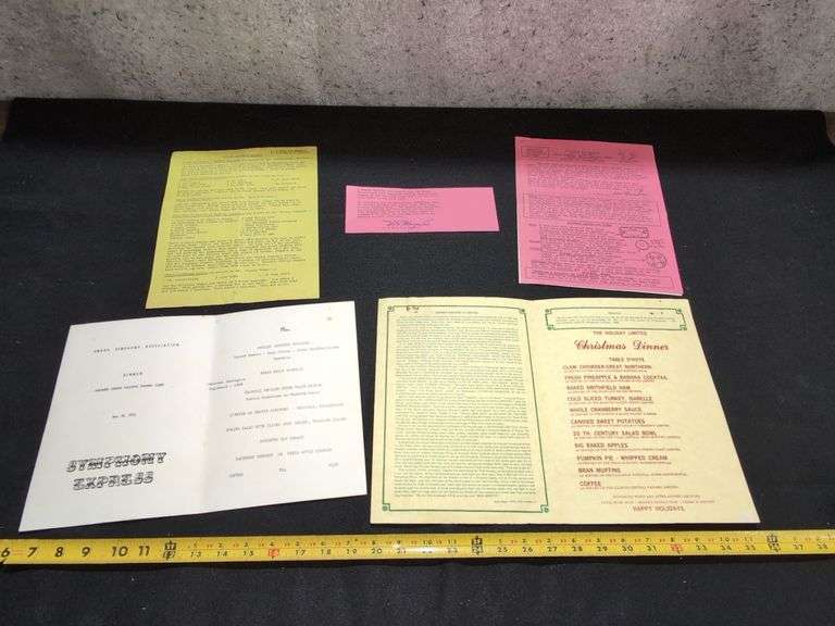 VINTAGE DINER CAR MENUS/LISTS - Isabell Auction