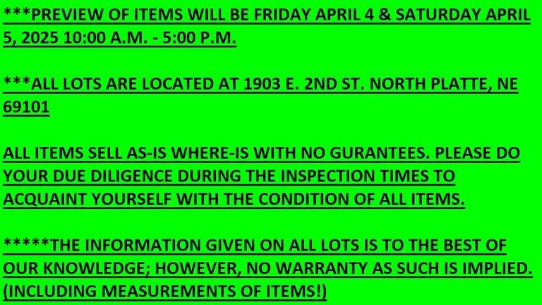 INSPECTION DATES, TIMES, & INFORMATION - Isabell Auction
