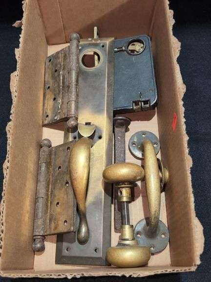 VINTAGE BRASS DOOR PULL/KNOB/LATCH HARDWARE (SAID TO BE OFF OLD NORTH PLATTE, NE DEPOT ...