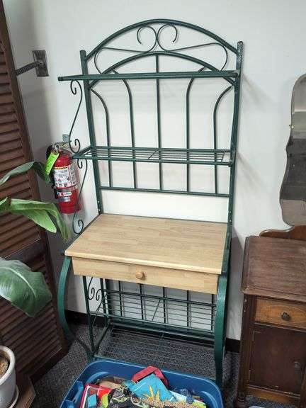 METAL BAKERS RACK WITH DRAWER (18" X 28" X 68" TALL) - Isabell Auction