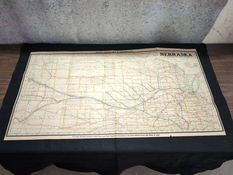 1974 OFFICIAL RAILWAY MAP OF NEBRASKA - Isabell Auction