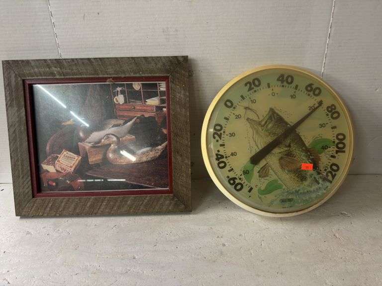 HUNTING PICTURE AND WALL THERMOMETER - Isabell Auction