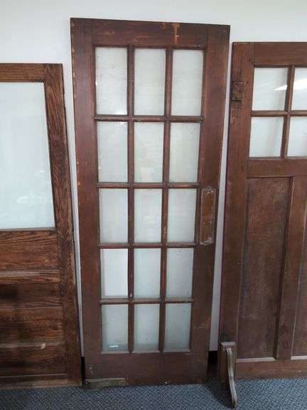 ANTIQUE 15-PANE SWINGING DOOR WITH GLASS PUSH PLATE (30" X 80 ...
