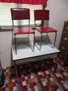 (LBR) VINTAGE ENAMEL TOP TABLE WITH DRAWER (25" X 40" X 30" TALL) WITH ...