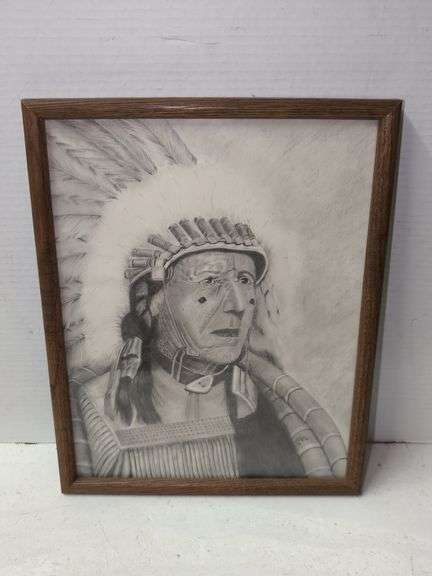 NATIVE AMERICAN PICTURE IN FRAME (10/96) (12" X 15") - Isabell Auction