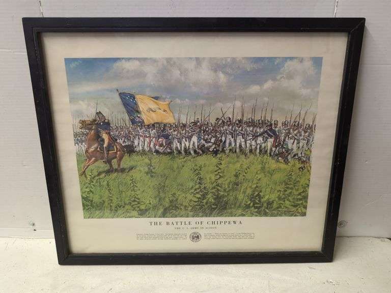 "THE BATTLE OF CHIPPEWA" BY A. CHARLES MCBARRON U.S. ARMY IN ACTION PRINT IN FRAME (21½" X 25½ ...