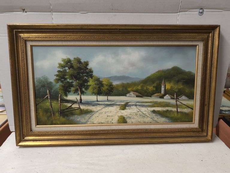 SIGNED CANVAS PAINTING IN FRAME (21½" X 36½") - Isabell Auction