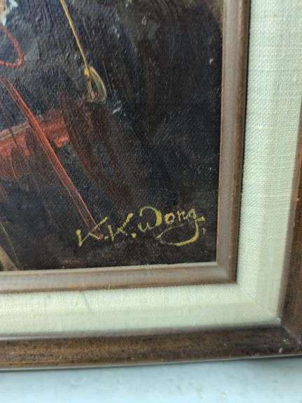 OIL ON BOARD PAINTING BY K.K. WONG IN FRAME (13" X 15") - Isabell Auction
