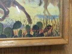 "UP THE TRAIL" BY JACKSON GREY STOREY PRINT IN FRAME (10" X 13 ...