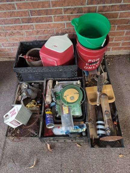 (OUT) BUCKETS, COOLER, YARD DECOR, HAND YARD TOOLS, ETC... - Isabell ...