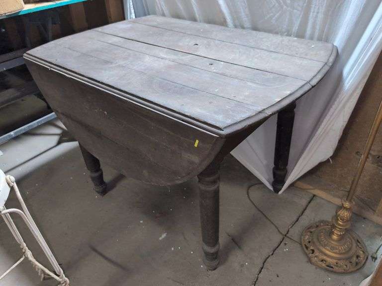 VINTAGE WOODEN DROP SIDE TABLE (27" X 41" X 28" TALL (AS PICTURED ...