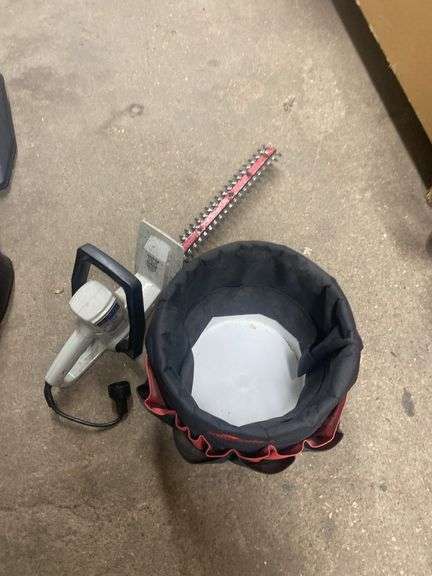 MILWAUKEE TOOL CADDY ON BUCKET, AND IDC 18” HEDGE TRIMMER - Isabell Auction