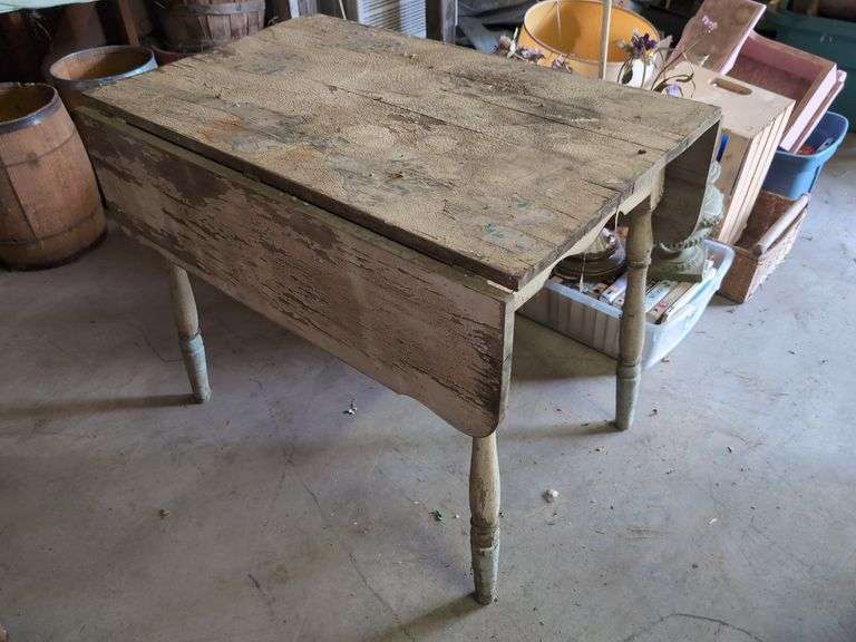 VINTAGE WOODEN DROP SIDE TABLE (22" X 36" X 29½" TALL (AS PICTURED ...