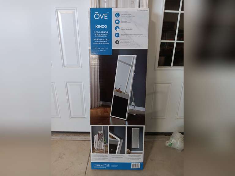 Ōve Kinzo LED Mirror with Integrated Dressing Rack 20 inch by 60 inch ...