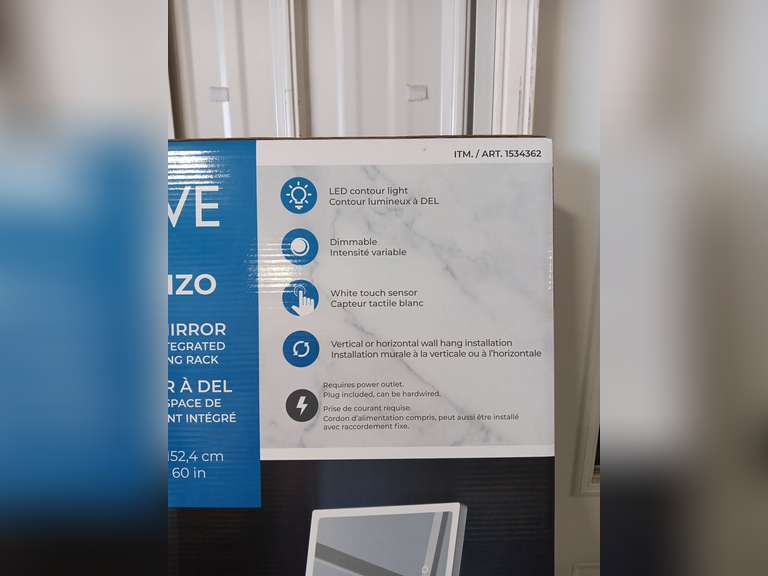 Ōve Kinzo LED Mirror with Integrated Dressing Rack 20 inch by 60 inch ...