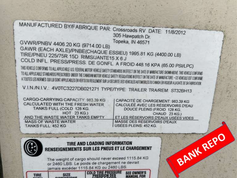 2013 Crossroads Sunset Trail Reserve 32BH - Jardine Auctioneers