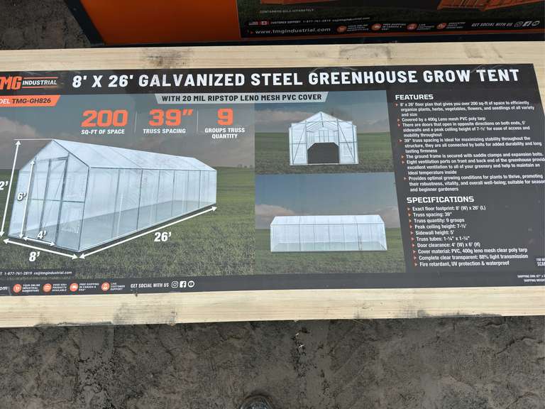 8x26’ Steel Greenhouse - Jardine Auctioneers