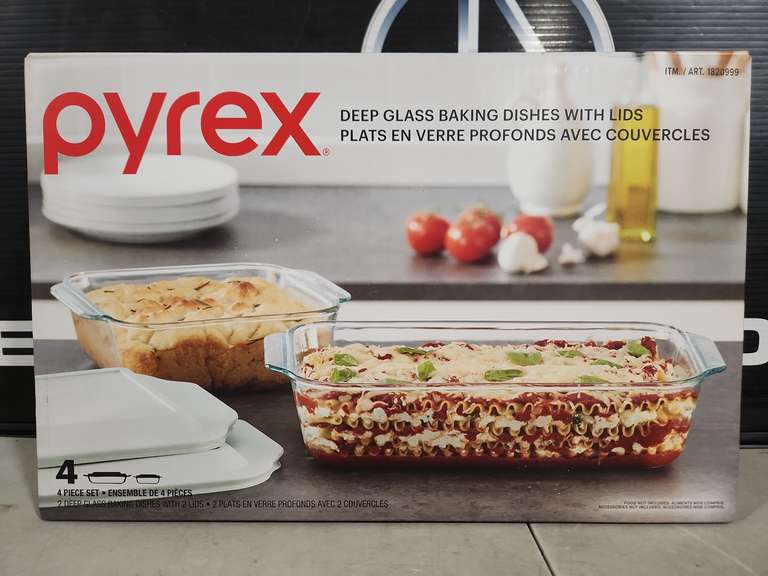 Pyrex 4 Piece Deep Glass Baking Dishes with Lids - Jardine Auctioneers