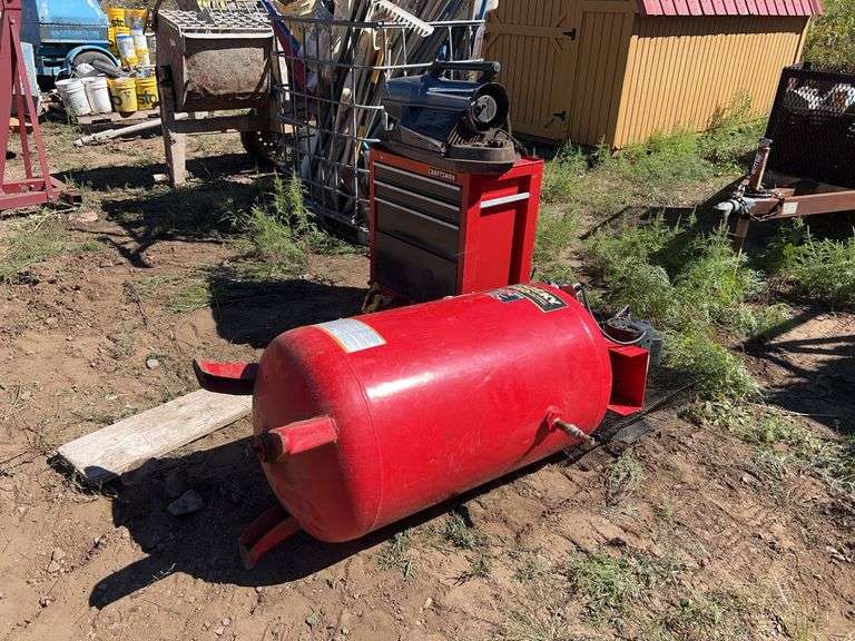Qty of Husky Air Compressor, Tool Box, Heater, Rebar Cutter/Bender - J ...