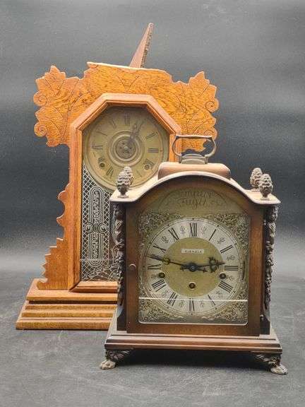 (Y) lngraham & Franz Hermle Wood Mantle Clocks - Kraft Auction Service, LLC