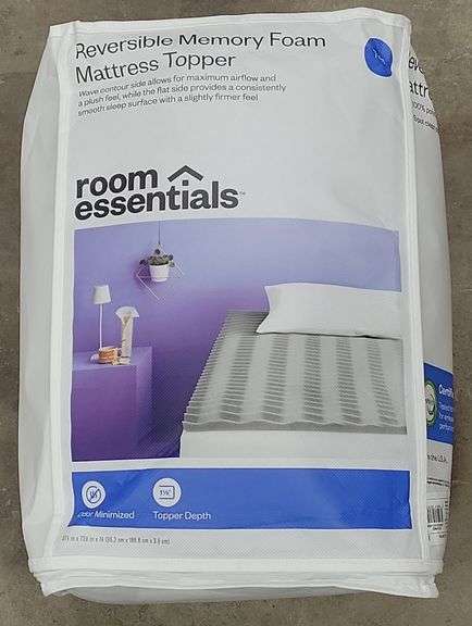 (ZZ) Room Essentials Memory Foam Mattress Topper For Twin Size Bed - Kraft Auction Service, LLC