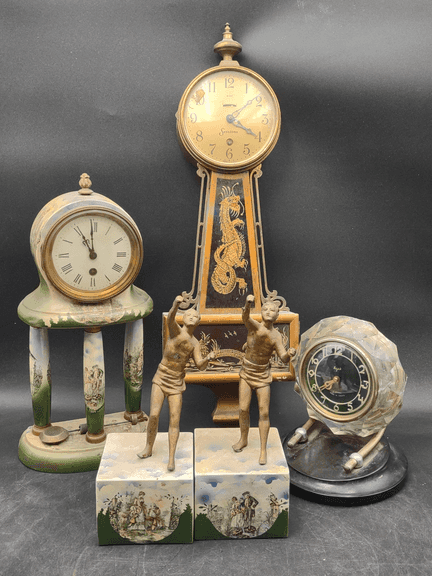 (Y) Decorative Clocks w/ Porcelain Base Figurines - Kraft Auction ...